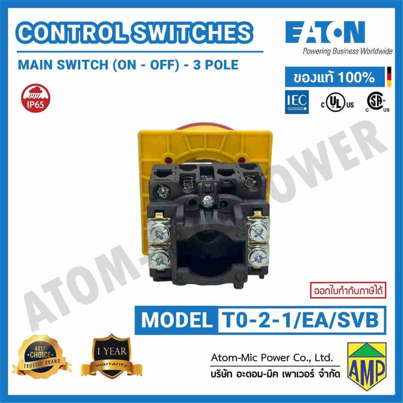 EATON - MAIN SWITCH - T0-2-1/EA/SVB (20 A, 2 contact unit(s), 3 pole) - atommicpower