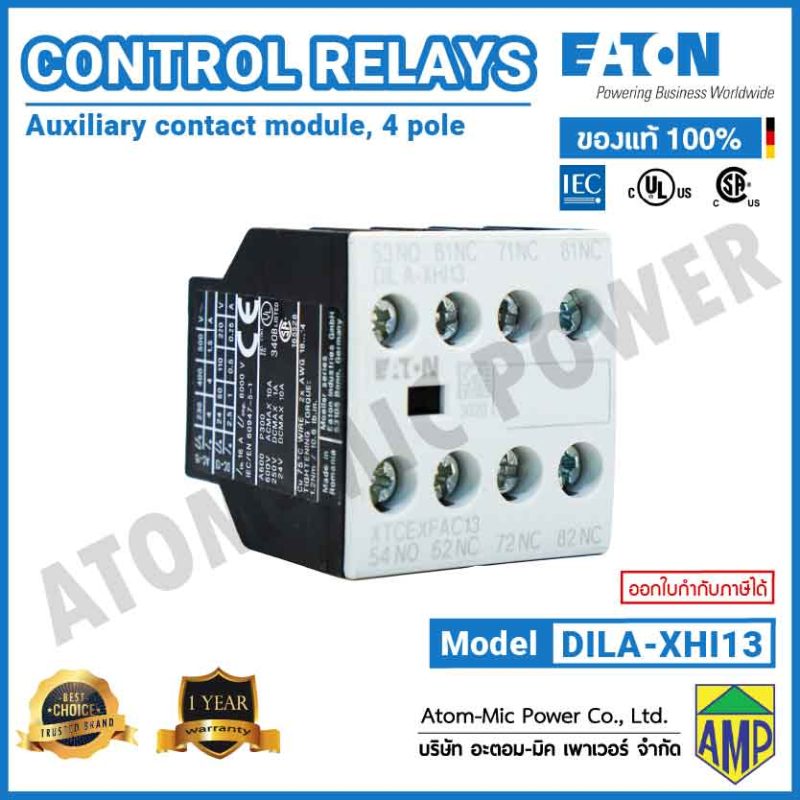 Eaton - Auxiliary contact module, 4 pole, 16 A, 1 N/O, 3 NC - DILA ...