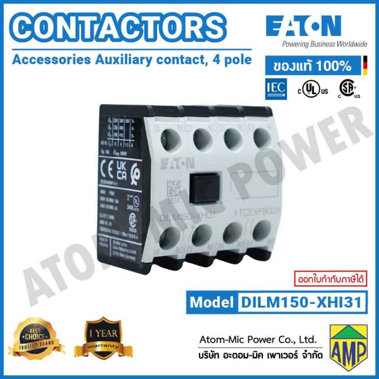 Eaton Auxiliary Contact - DILM150-XHI31 (4 Contact, 1NC + 3NO ...